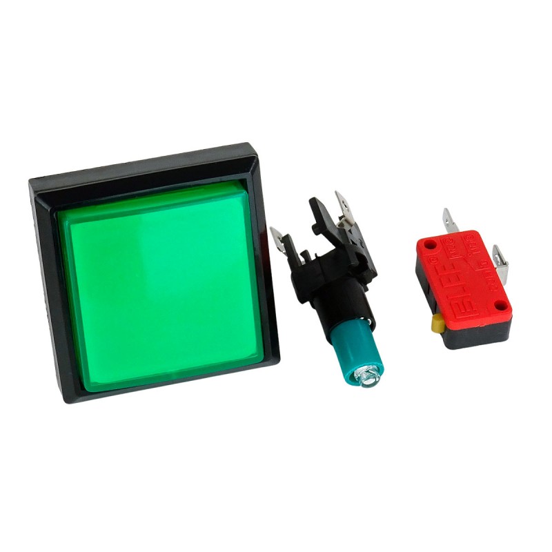 51 x 51mm Square Flat Illuminated LED Button - Arcade Express