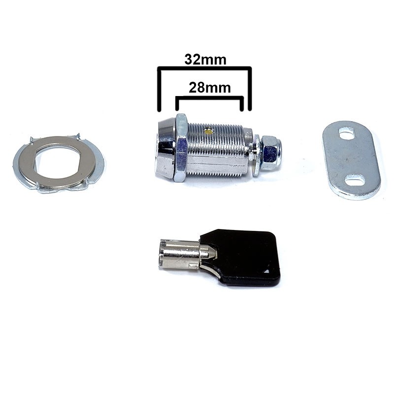 Cam Lock with Round Key 22mm in diameter 28mm long - Arcade Express