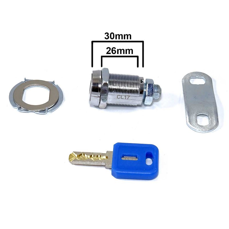 Cam Lock with Round Key 22mm Diameter 26mm long - Arcade Express