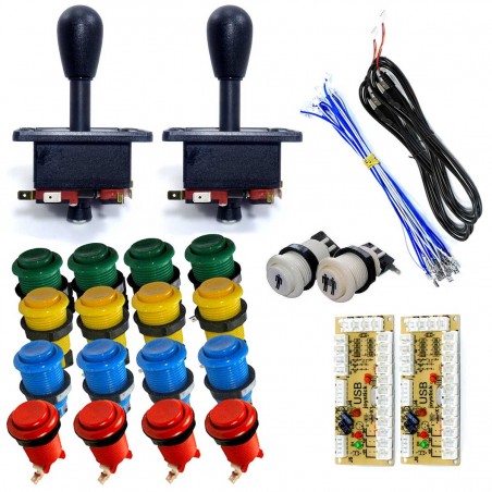 IL Compact Happ Joysticks Kit 2 players + 18 buttons + USB Encoder ...