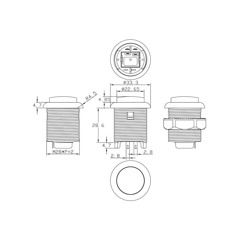 Dragon illuminated LED Translucent Arcade Button 28mm - Arcade Express