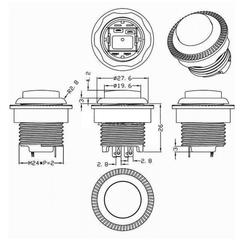 Dragon illuminated LED Translucent Arcade Button 24mm - Arcade Express