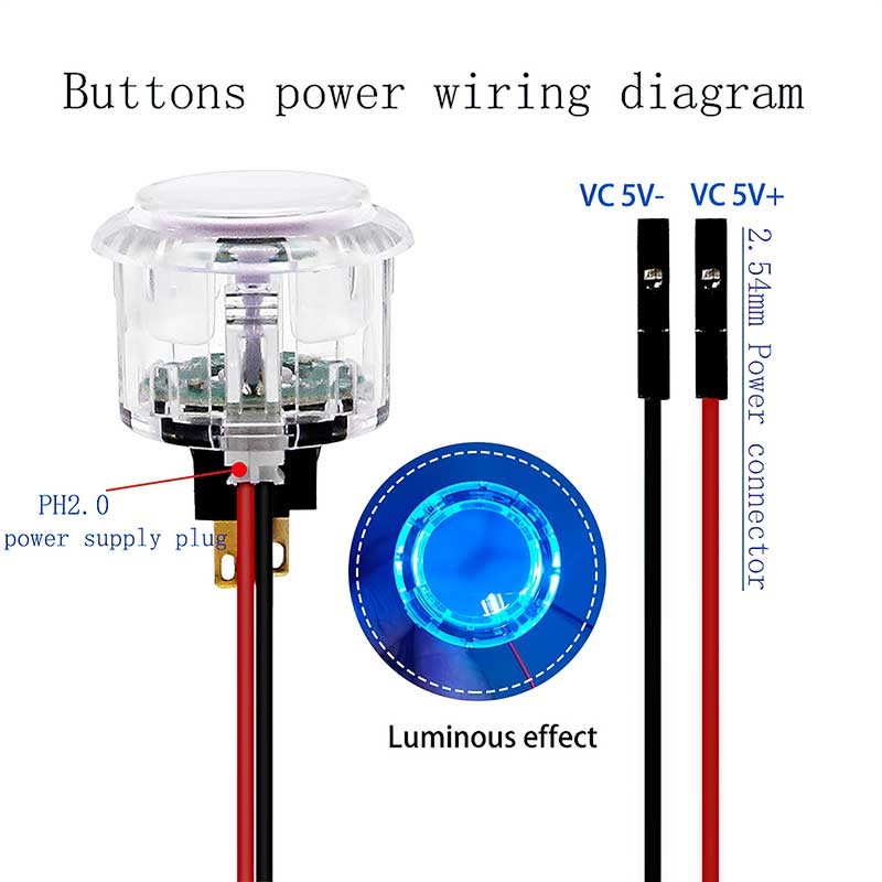 Dupont wiring for Qanba LED illuminated push button - Arcade Express