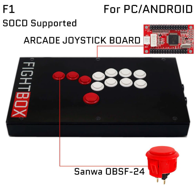 Black-Cat Arcade FightStick Sanwa Hitbox PC / Raspberry Pi / Android ...