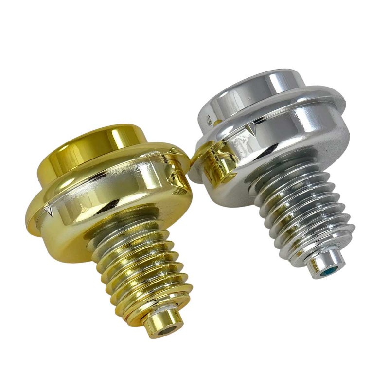 Gold / Chrome Pinball Button 1/8" with spring - Arcade Express