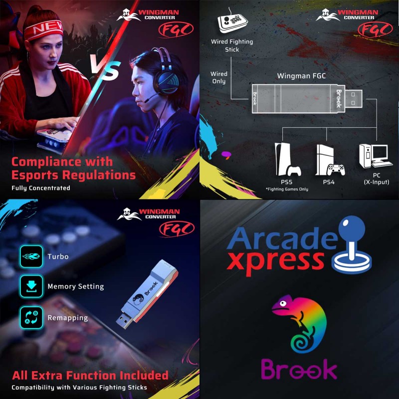 Brook Wingman FGC Multiconsole to PS5/PS4/PC **without original packaging** - Arcade Express