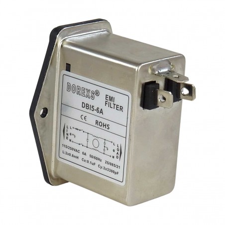 IEC DBI5 6A Switch Power Socket with EMI filter On / Off DOREXS ...