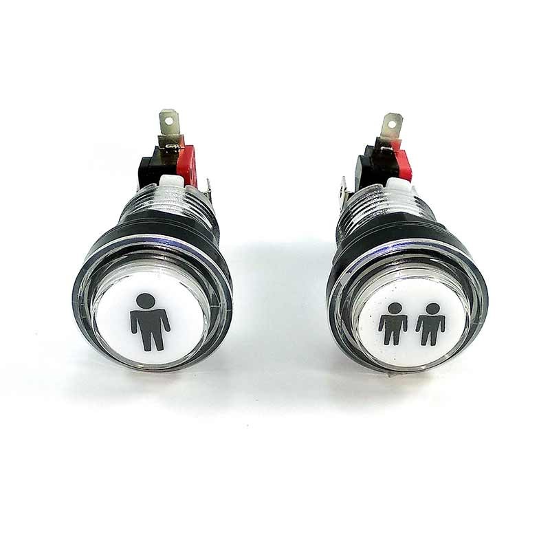 1 & 2 Player Iluminated LED Translucent Arcade Button - Arcade Express